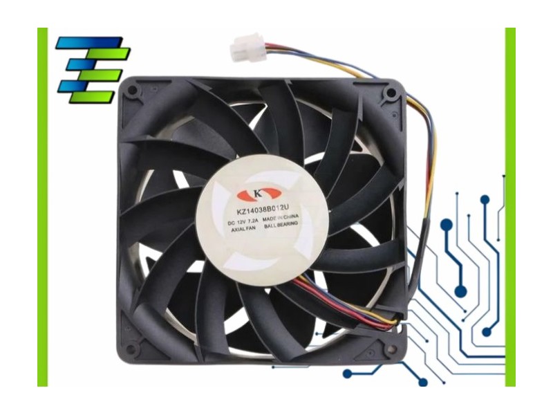 Fan Cooler DC 12V 7.2A con rodamiento 14 x 14 x 38mm para Whatsminer ...